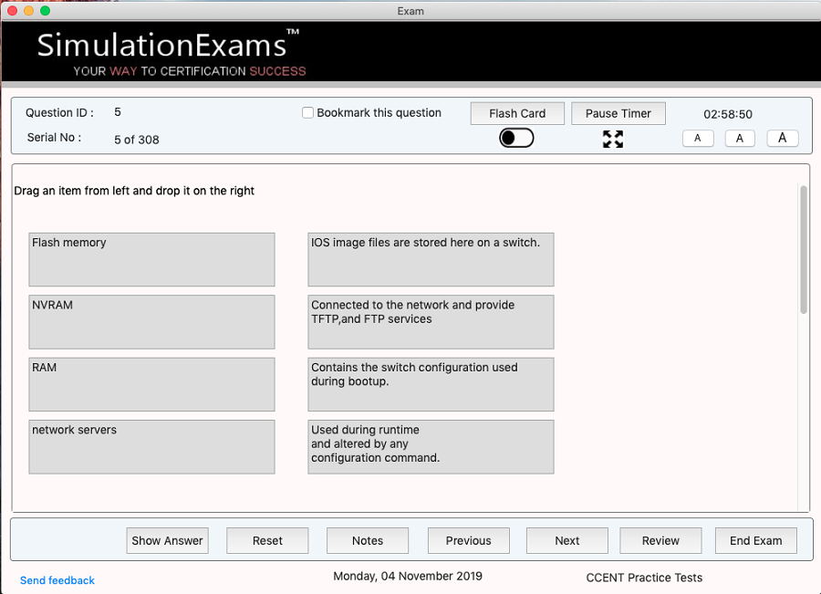 Sim-Ex™ Practice Exams MacOS App for CCENT 100-105