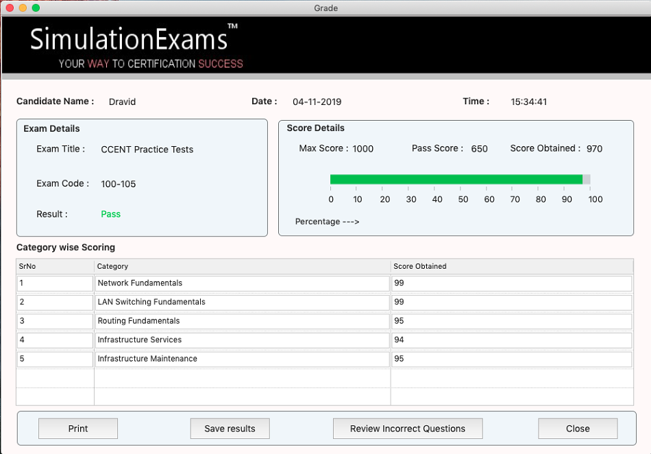 Sim-Ex™ Practice Exams MacOS App for CCENT 100-105