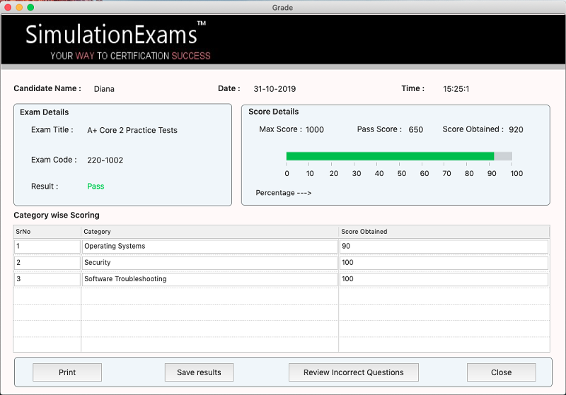 Sim-Ex™ Practice Exams MacOS App for A+ Core 2